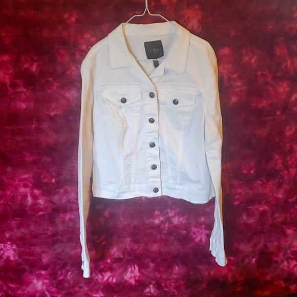 Jessica Simpson | Jackets & Coats | Jessica Simpson White Denim Jacket ...
